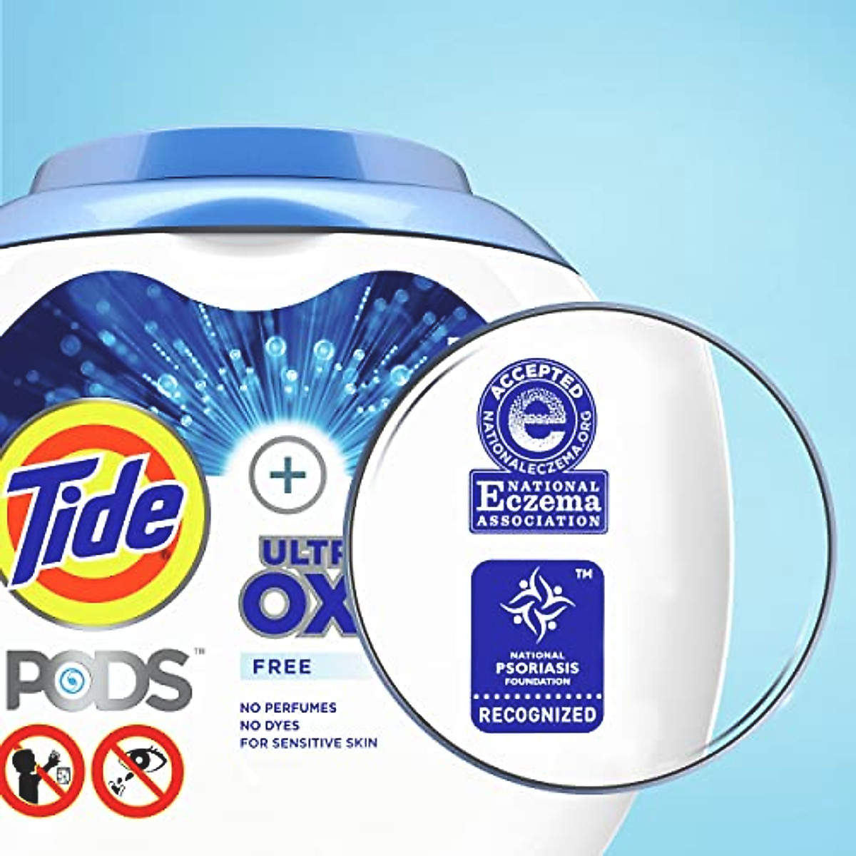 Tide PODS Ultra OXI Free Laundry Detergent Pacs, National Eczema Association and National Psoriasis Foundation Recommended, 57 count