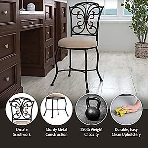 Hillsdale Furniture Sparta Vanity Stool, black with gold highlighted accents