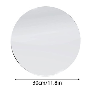 DARENYI 12 inch Glass Round Mirror, Frameless Wall Mounted Mirror Self Adhesive Circle Mirror, Round Mirror Plate Trays for Home Bathroom Living Room