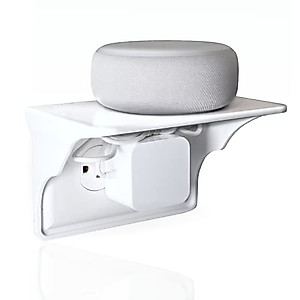 Storage Theory Power Perch Horizontal Wall Outlet Shelf 1 Pcs White - Home Wall Shelf Organizer for Bathroom, Kitchen, Bedrooms - Cord Management and Easy Installation
