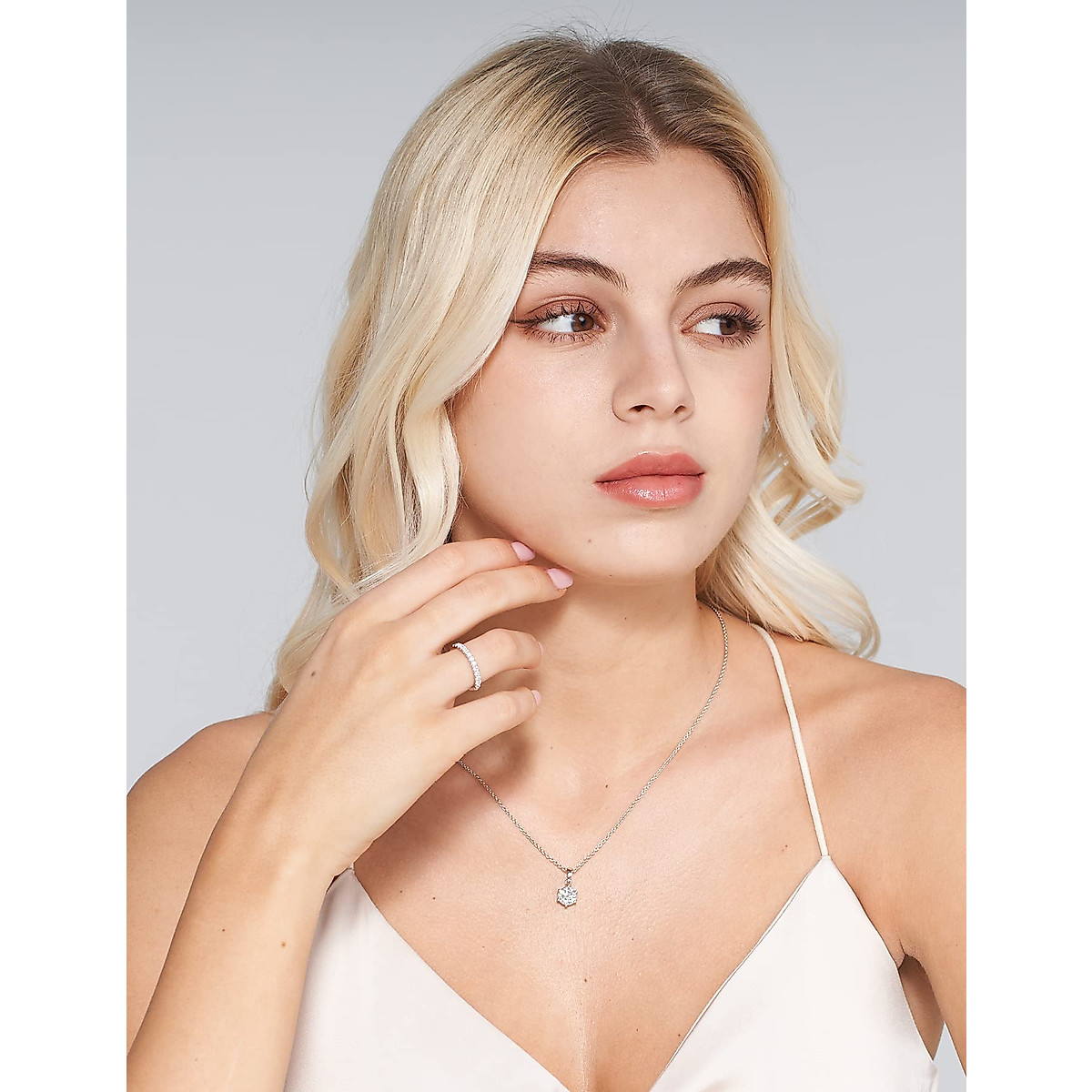 IMOLOVE Moissanite Wedding Band, Wedding Rings for Women, 0.42 ct D Color VVS1 Lab Created Diamond Sterling Silver Rings Half Eternity Stackable Engagement Ring Anniversary Band Size 3-13-7-0.42ct