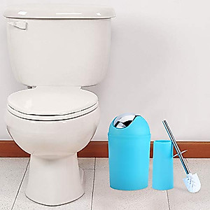 Cocoarm Blue Bathroom Accessories Set,6 Piece Plastic Bath Ensemble Bath Set Lotion Bottles, Toothbrush Holder, Tooth Mug, Soap Dish, Toilet Brush (Blue)