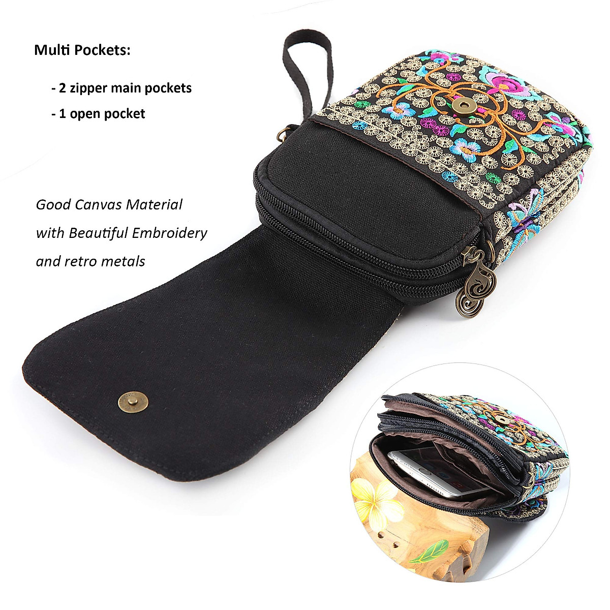 Vintage Travel Small Crossbody Bag for Women, Fashionable Cell Phone Purse Wrist-let Handbag