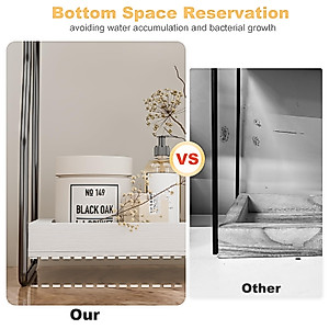 Messmenos Bathroom Organizer Countertop, 2 Tier Solid Wood Vanity Counter Storage Tray, Wooden Stand Organization Shelf for Kitchen&Coffee Bar, Storage Rack for Makeup Perfume Skincare (White)