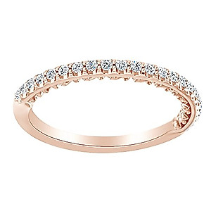 AFFY Natural Diamond Engagement Wedding Band Ring in 14K Solid Rose Gold (0.25 Cttw),Ring Size-8