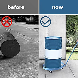 AESRAOU 55 Gallon Drum Dolly 1000 Pound Heavy Duty Bucket Dolly Hand Truck Multi Purpos Barrel Dolly Cart with Adjustable Handle and 4 Swivel Casters Wheel (Blue)