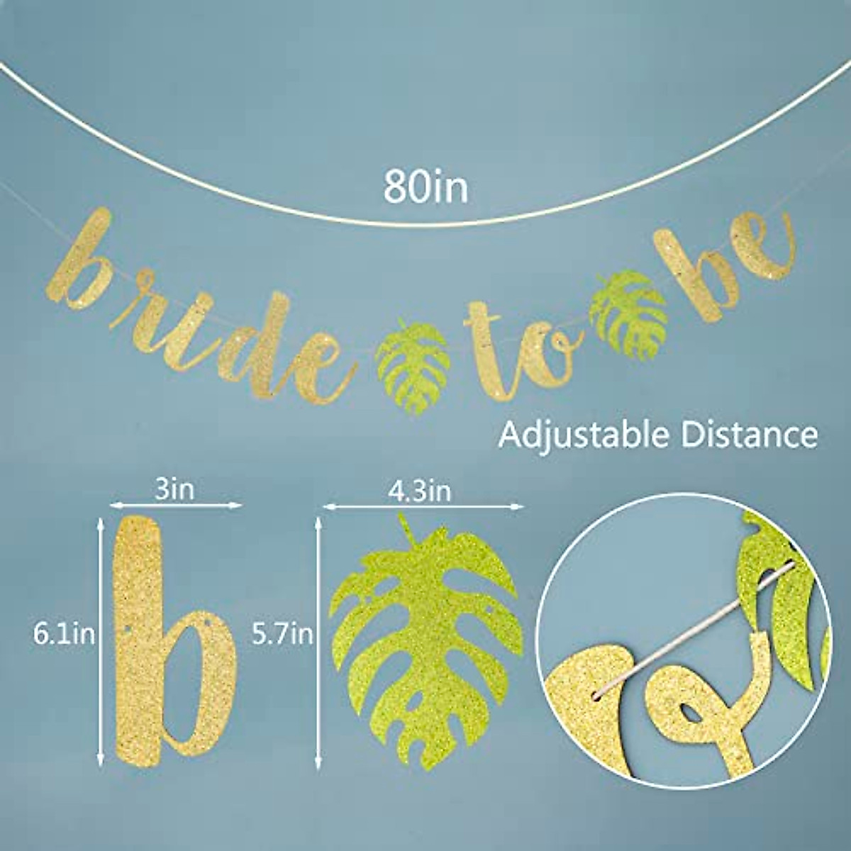 Tropical Bride to Be Banner - Bridal Shower Decorations, Beach Bachelorette Banner, Luau Bridal Shower Decor, Gold Glitter Bridal Shower Banner, Engagement Party Decorations
