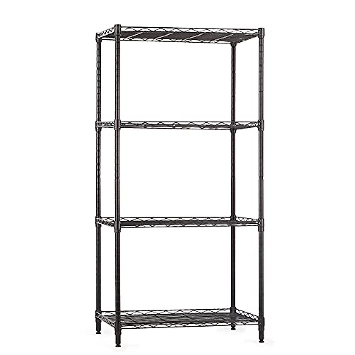 4 Shelf Garage Shelving Unit, Metal Shelves with Wheels Heavy Duty (168 lbs per Shelf), Adjustable Storage Rack, NSF Wire Shelving, Utility Shelf for Kitchen Pantry Rack, Black