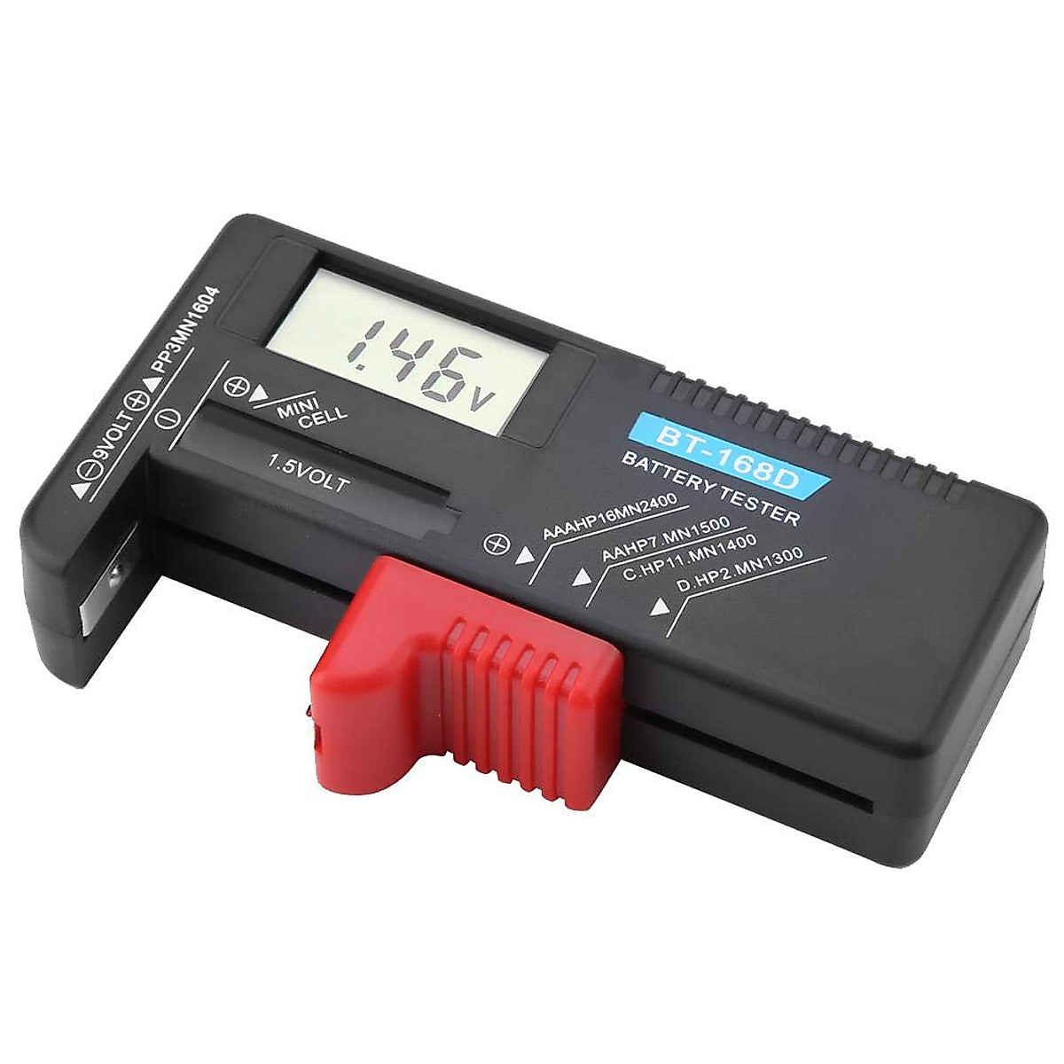 Universal Digital Battery Tester, Digital LCD AA/AAA /C/D /9V/1.5V Button Cell Battery Volt Tester, Quickly Test All Different Kinds of Batteries