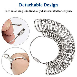 Jewelry Sizers Stainless Iron Ring Sizer Finger Ring Sizing Measuring Tool Ring Sizer Gauge Set Circle Models with Plastic Ring Sizer Belt
