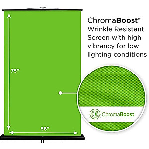 Valera Creator Green Screen – Collapsible Chroma Key Panel,+1000 Free Backgrounds Included, Portable Retractable Wrinkle Resistant Fabric Backdrop, Adjustable Height, 10 Second Setup