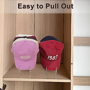 PYOF 2024 New Hat Stand for Baseball Caps - 2 Pack Hat Organizer for 14 Baseball Caps No Install Hat Storage Display Rack Acrylic Hat Holder for Closet, Bedroom, Dresser, Entrance (Clear)