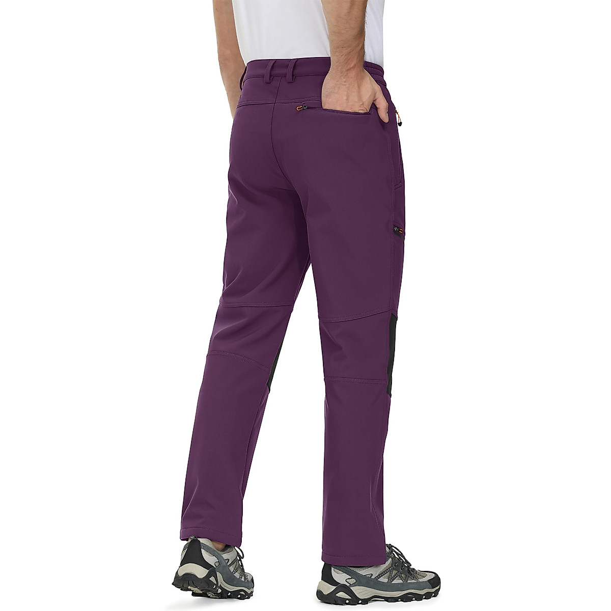 MAGCOMSEN Mens Ski Pants Hiking Pants Mens Snow Pants Waterproof Pants Winter Pants for Men Work Pants Softshell Pants Skiing Pants Snowboard Pants Men Purple Red