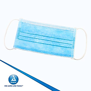 Dynarex Disposable Face Mask with Ear Loops- Breathable Blue Medical Procedure Protective Covering, Box of 50