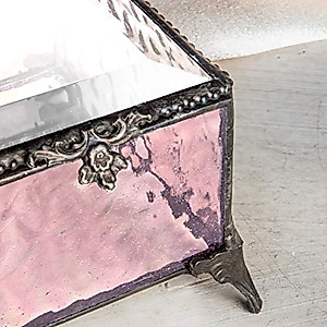 Baptism Gift for Girls Personalized Keepsake Box Pink Stained Glass Engraved Jewelry J Devlin Box 903 EB222 (Pink)