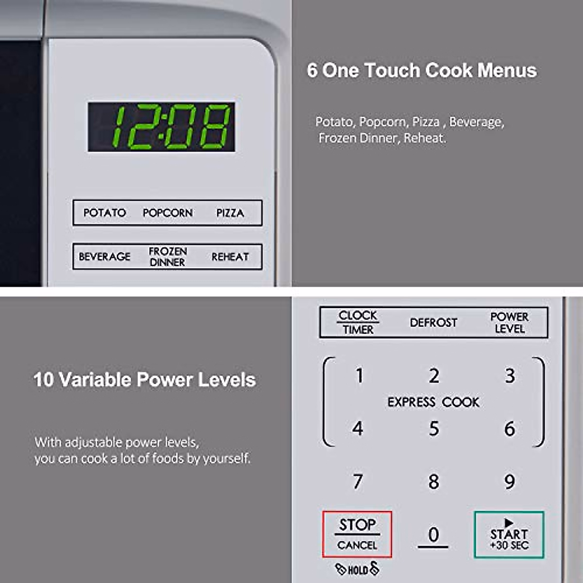 Willz Countertop Small Microwave Oven, 6 Preset Cooking Programs Interior Light LED Display 0.7 Cu.Ft 700W White WLCMD207WE-07