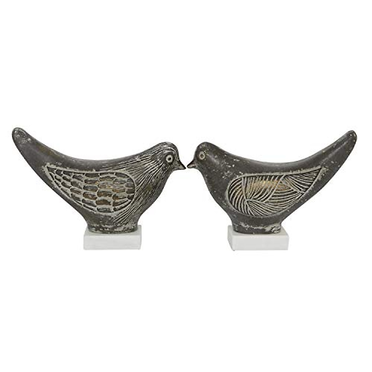 Deco 79 Set of 2 Brown Ceramic Coastal Bird Sculpture 16.75, 18.25 Inches