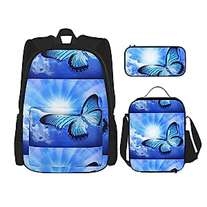 YIDUODUOX School Bookbags Set Personalized Beauty Butterfly Student Backpack With Lunch Box And Pencil Case School Backpack Boys Girls