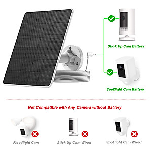 Solar Panel Charger for Ring Camera, 5W Solar Panel Compatible with Ring Spotlight Camera Battery and Stick Up Cam Battery, Adjustable Mounting Bracket, IP65 Waterproof(Pack of 2)