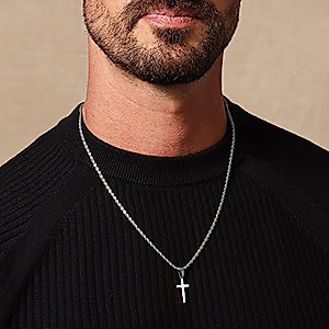 GLIVEOR Silver Chain for Men, 16 Inch Sterling Silver Chain for Men 2.5mm Mens Necklaces Silver Chain for Men Silver Chain Necklace Chains for Men Rope Chain Mens Silver Chain Necklace for Men