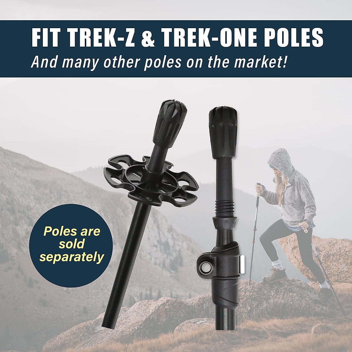 TREKOLOGY Trekking Pole Tips - 6pc/Set Walking Stick Tips Hiking Pole Tips Rubber Tips - Walking Sticks Replacement Tip Protectors - 11mm Hole Diameter - Fit Most Standard Hiking Poles Black
