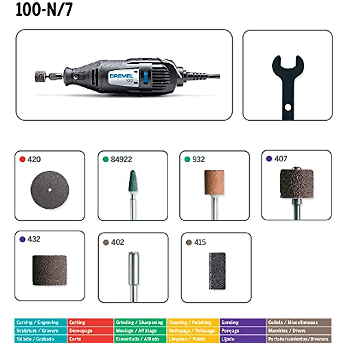 Dremel 100-N/7 Single Speed Mini Rotary Tool Kit with 7 Accessories- Hobby Drill, Small Pen Sander, Garden Tool Sharpener, Craft & Jewelry Drill, Black