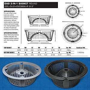Guardian Drain Lock DUO 2 in 1 Basket - 2 Piece Commercial Floor Sink Sediment Strainer For Easy Removal And Protection Of Drain Lines