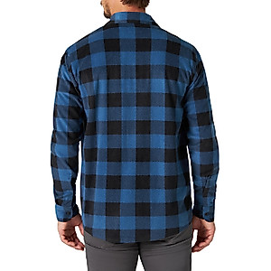 Wrangler Authentics Men's Long Sleeve Heavyweight Fleece Shirt Blue Buffalo Plaid Large