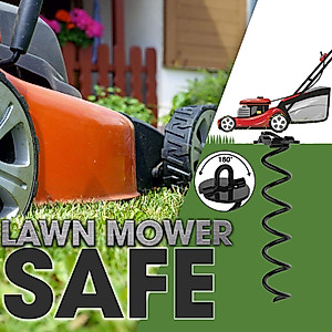 Eurmax USA 4-Pc Pack Spiral Stakes Heavy Duty Anchor Kit Ice Screw Anchor for Trampoline, Tents, tarps, Canopies,car Ports,Dog tie Out and etc Bonus Tie Down Straps 4-Pc Pack (Black)