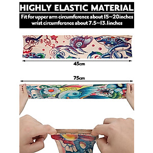 Boao 10 Pairs Men's Cooling Arm Sleeves Long Fingerless Arm Cover Anti Slip UV Protection Sun Sports Temporary Tattoo Arm Sleeves (Delicate Pattern)