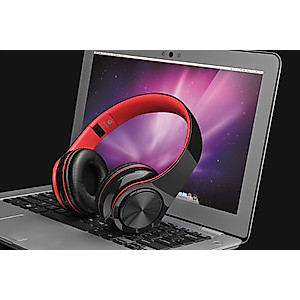 Wireless Headset with Mic, Foldable Bluetooth Headphone with 3.5mm Audio Jack, Built-in Noise Cancelling Microphone, Support for Plug-in Card, for PC, Phone(Black)