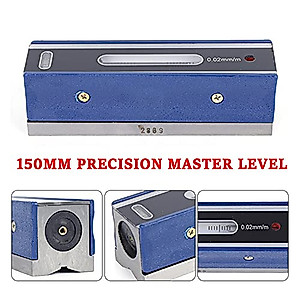 TINVHY 6 Inch Master Precision Level in Fitted Box for Machinist Tool, Cast iron body with Wooden Case