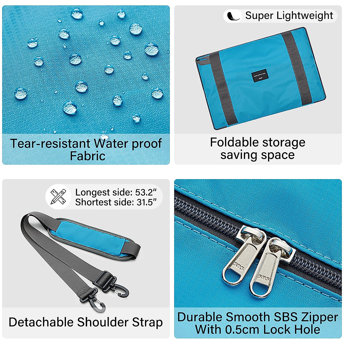 Hanke Travel Duffle Bag For Men & Women,Large Foldable Gym Bag with Shoes and Basketball Compartment, Lightweight Carry On Weekender bags,Waterproof & Tear Resistant Overnight Bags. (Sky Blue)