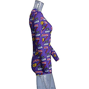 FIOMVA Sexy Women's Deep V Neck Bodycon Jumpsuit Long Sleeve One Piece Romper Sexy Shorts Pajama Overall for Womens (Medium,Purple Backwoods)