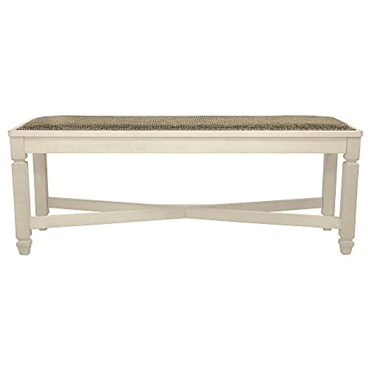 Signature Design by Ashley Bolanburg French Country Upholstered Dining Room Bench, Antique White