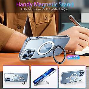 DUEDUE for iPhone 13 Pro Max Magnetic Case with Invisible Stand [Compatible with Magsafe], Clear Full Body Protective Cover Slim Transparent Shockproof Phone Case for iPhone 13 Pro Max 6.7", Clear