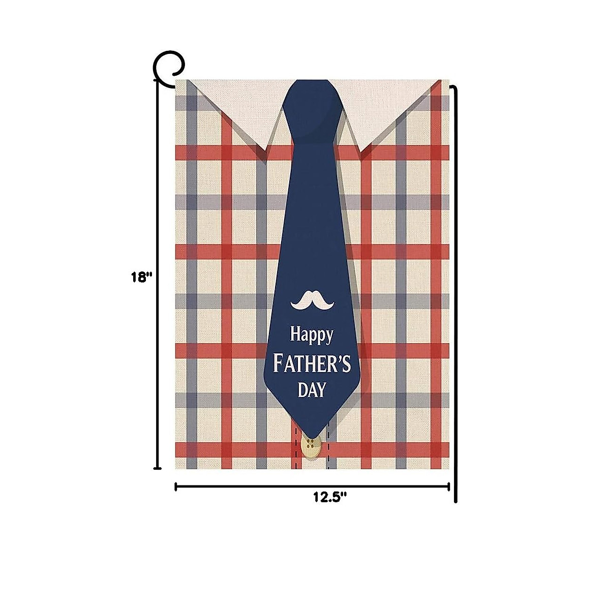 Father's Day Plaid Shirt Small Garden Flag Vertical Double Sided 12.5 x 18 Inch Work Hard Dad Burlap Yard Outdoor Decor