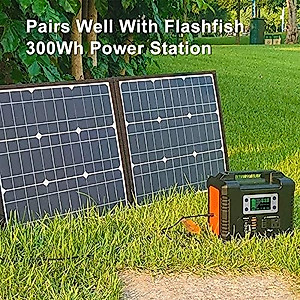 Solar Panels 100W 18V Portable Solar Panel 5V USB Flashfish Foldable Solar Cells Battery Charger Folding Outdoor Power Supply Camping Garden (18V 100W) (18V 100W) ()