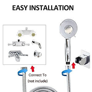RV Shower Head with Hose and on off switch - High pressure shower head replacement for Bath room、RV、Motor home、Boat、Travel Trailer and Camper - with Stainless Steel 60'' Hose and bracket