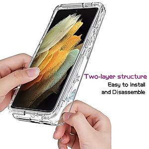 Vavies Case for Galaxy S21 Ultra 5G Case, SM-G998U Case with Tempered Glass Screen Protector, Full Body Clear with Floral Protection Phone Cover Cases for Samsung Galaxy S21 Ultra 5G (Butterfly Tree)