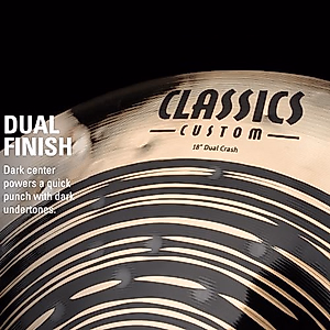Meinl Cymbals Classics Custom Dual 18" Crash Cymbal for Drum Set, Dark/Brilliant — Made in Germany — B12 Bronze, 2-Year Warranty, (CC18DUC)