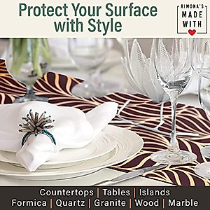 RIMONA'S Thermo Heat Resistant Table Runner and Trivet for Hot Dishes - Waterproof Hot Plates to Protect Table and Countertop - Kitchen & Dining 350F Heat Protector 40" - White Golden Marble