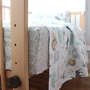 Emenpy 100% Cotton Crib Bedding Set for Baby Boys Girls,3 Pcs Baby Bed Linen Include Duvet Cover,Fitted Sheet,Pillowcase,Nursery Decoration,No Filler(Khaki)