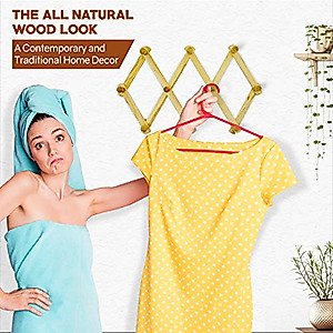 RAM-PRO Accordion Style Wood Expandable Rack Hat, Cap, Belt, Umbrella Coffee Mug Wall Wooden Pegs