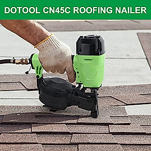 DOTOOL Roofing Nailer CN45C 15 Degree 3/4-Inch to 1-3/4-Inch Roofing Nail Gun Pneumatic Coil Nailer 120 pcs Load Capacity