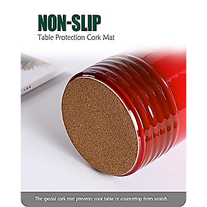 Lareina Utensil Holder for Kitchen Counter, [Elegant & Non-slip] Ceramic Utensil Crock Organizer, H 7" x W6 Large Cooking Utensil Holder with Anti-slip Cork Bottom for Home Décor, Christmas Red