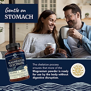 Magnesium Glycinate 400mg | High Absorption Formula for Sleep, Calm, Muscle Relaxation, Heart, Bone & Nerve Support for Women & Men | Chelated Magnesium Glycinate & Magnesium Supplement | 120 Capsules
