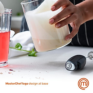 MasterChef Milk Frother for Coffee, Handheld Electric Matcha Whisk, Mini Stainless Steel Frothing Wand for Cappuccino & Latte, Portable Hand Held Drink Foamer with Soft Touch Handle, Battery Powered