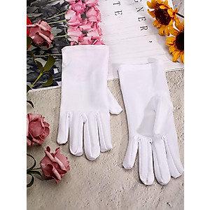 Sumind 3 Pairs Wrist Length Gloves Women Short Satin Gloves Opera Short Gloves for 1920s Wedding Party (Black 2, White 2, Red 2)