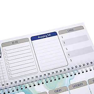 Undated Weekly Planner, Goals, Shopping, To Do List, Horizontal Desk Calendar (Spiral Bound, 12 x 4 in)